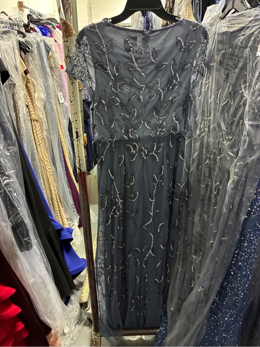 Adrianna Papell | Dresses | Adrianna Papell Dusty Blue Beaded Gown Nwt ...